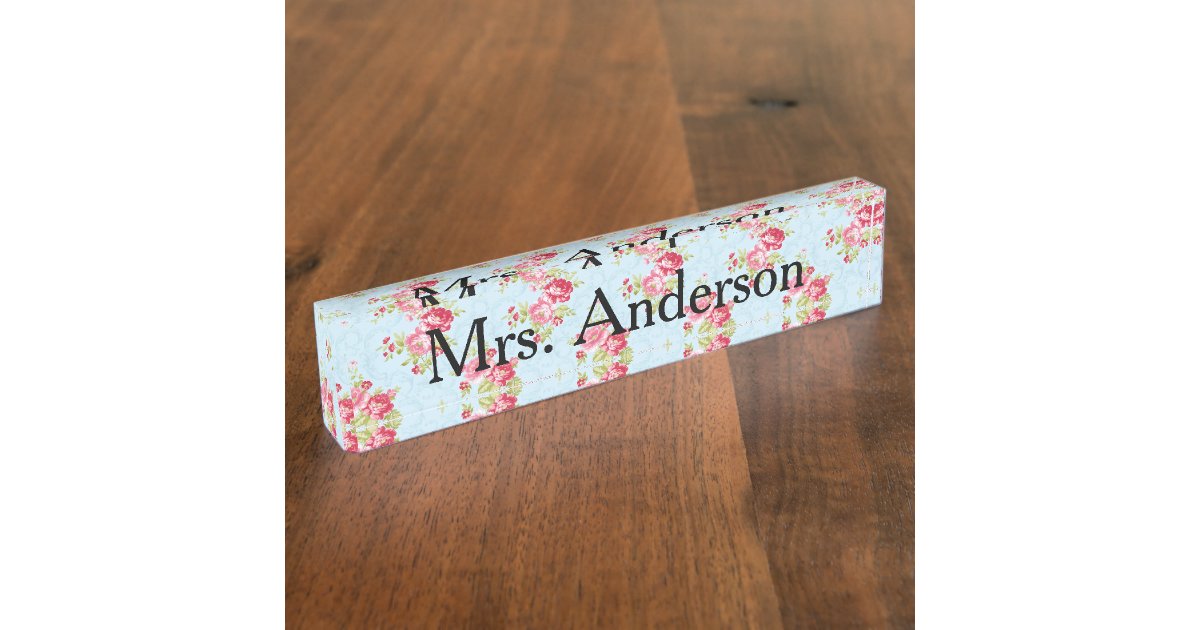 Shabby Chic Teacher Nameplate for desk | Zazzle