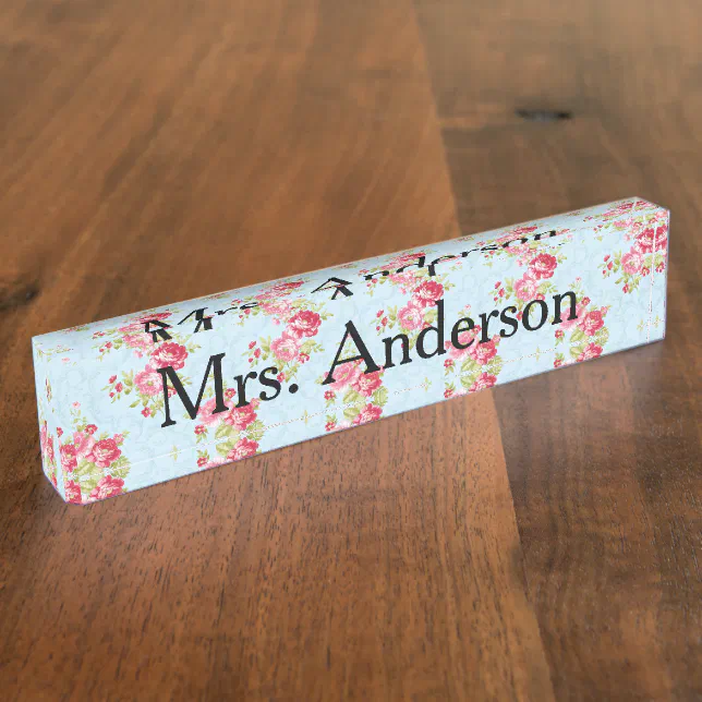 Shabby Chic Teacher Nameplate for desk | Zazzle