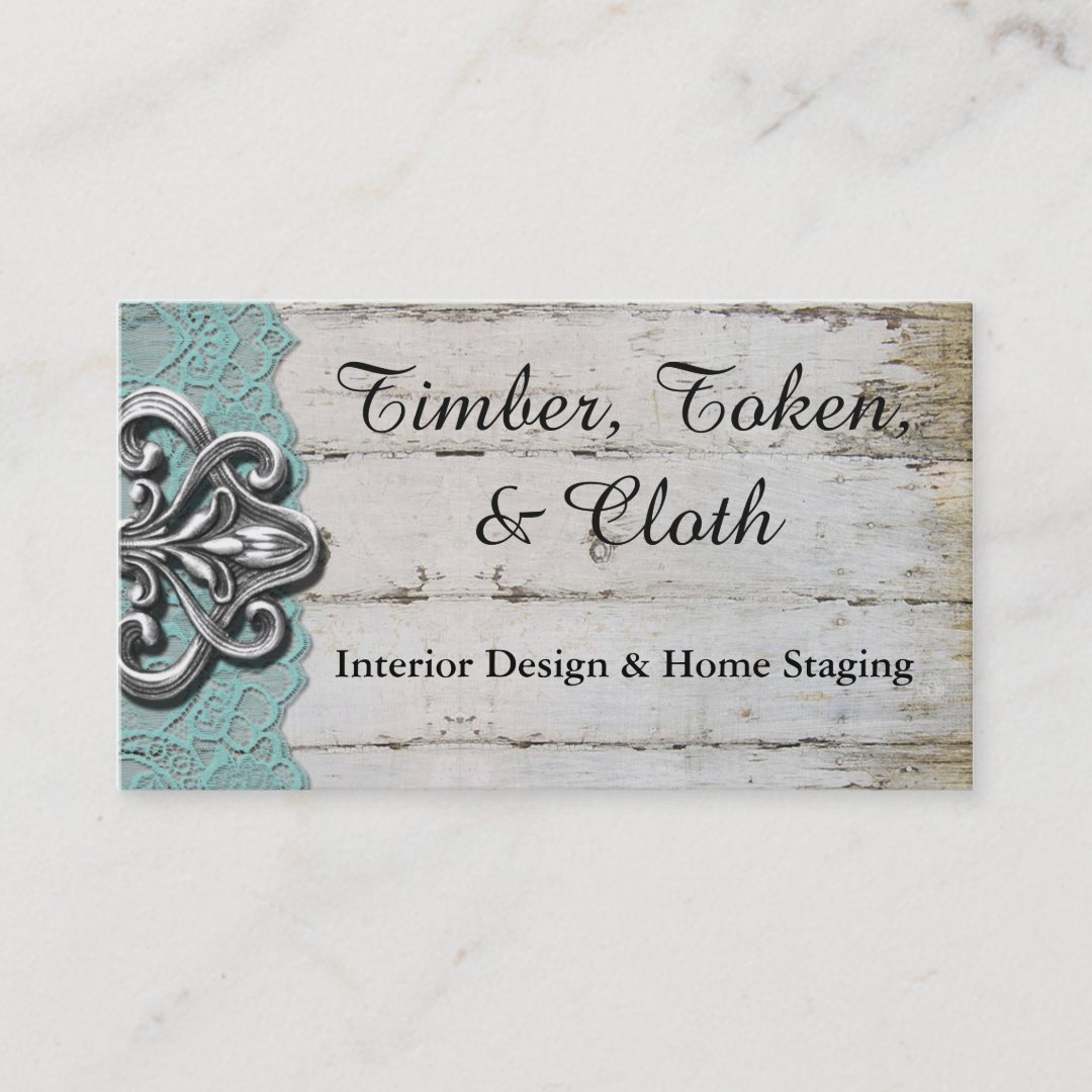 Shabby Chic Turquoise & White Wood Business Cards | Zazzle