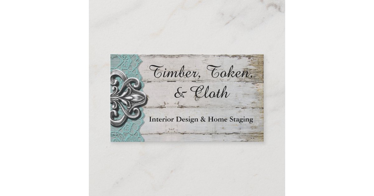 Shabby Chic Turquoise & White Wood Business Cards | Zazzle