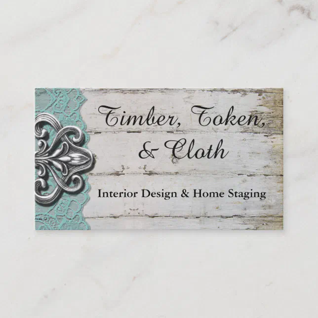 Shabby Chic Turquoise & White Wood Business Cards | Zazzle