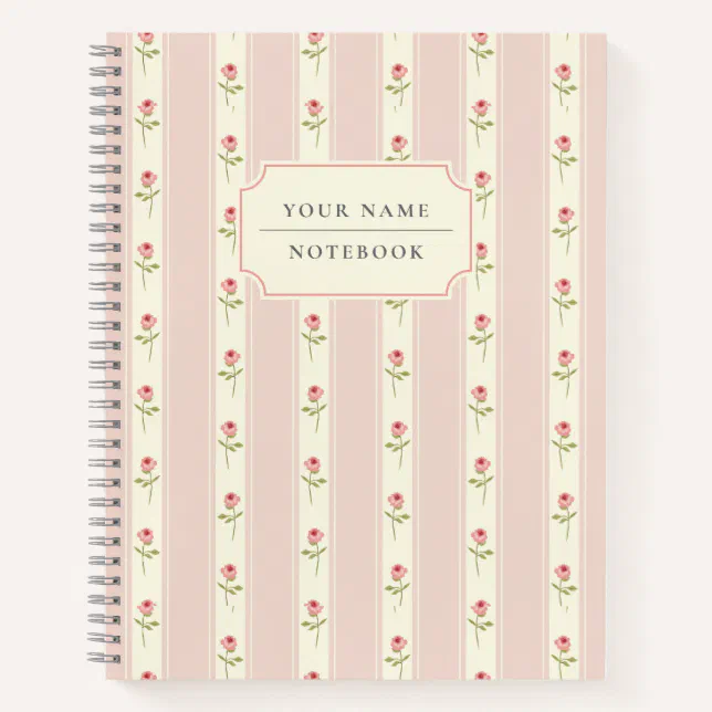 Shabby chic vibe pink floral custom notebook | Zazzle