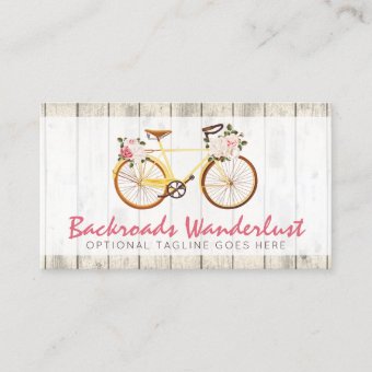 Shabby Chic Vintage Bicycle on Rustic Wood Custom Business Card | Zazzle