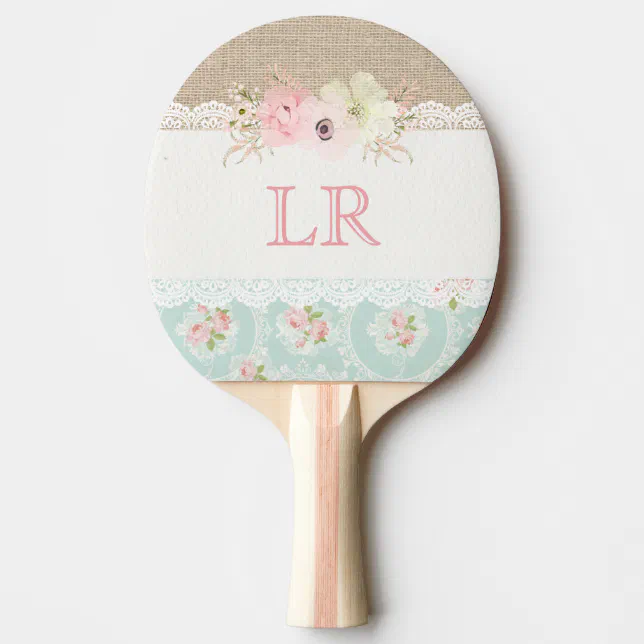 Shabby Chic Vintage Lace & Burlap Rustic Country Ping Pong Paddle | Zazzle