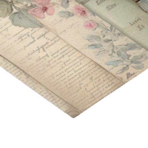 Shabby Chic Vintage Pink Roses Antique Books Tissue Paper | Zazzle