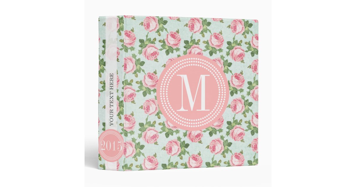 Shabby & Chic Vintage Rose Floral Personalized 3 Ring Binder | Zazzle