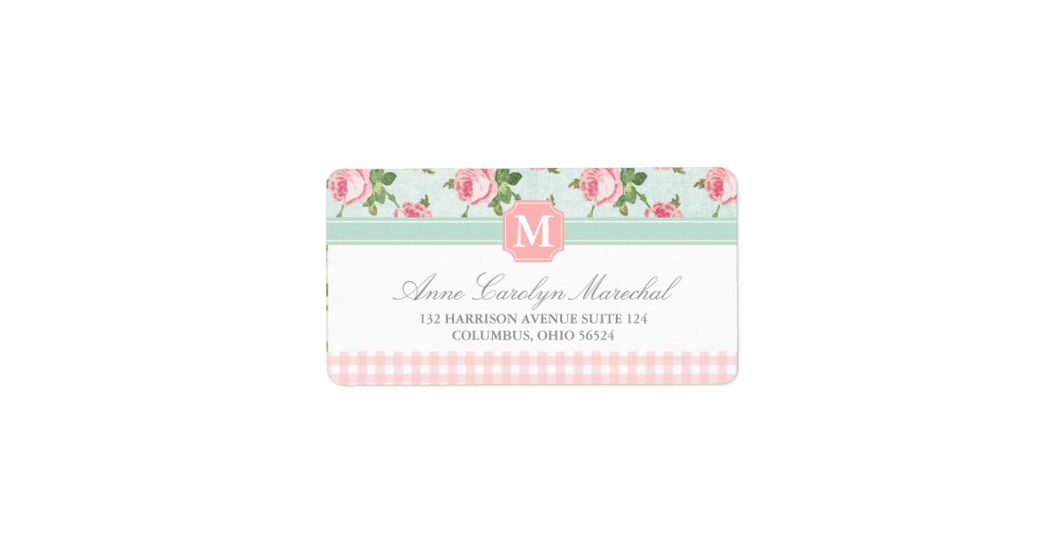 Shabby & Chic Vintage Rose Floral Personalized Label | Zazzle