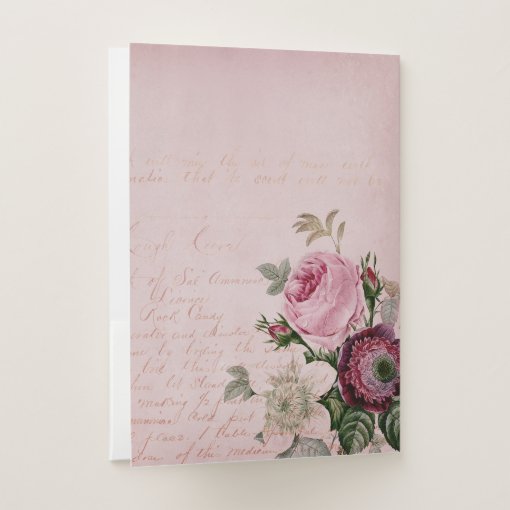 Shabby Chic Vintage Rose Pink Gold Glitter Label Pocket Folder | Zazzle