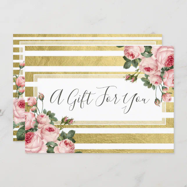 Shabby Chic Vintage Roses Gift Certificate Card | Zazzle