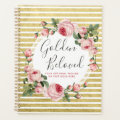 Shabby Chic Vintage Roses & Modern Gold Stripes Planner | Zazzle