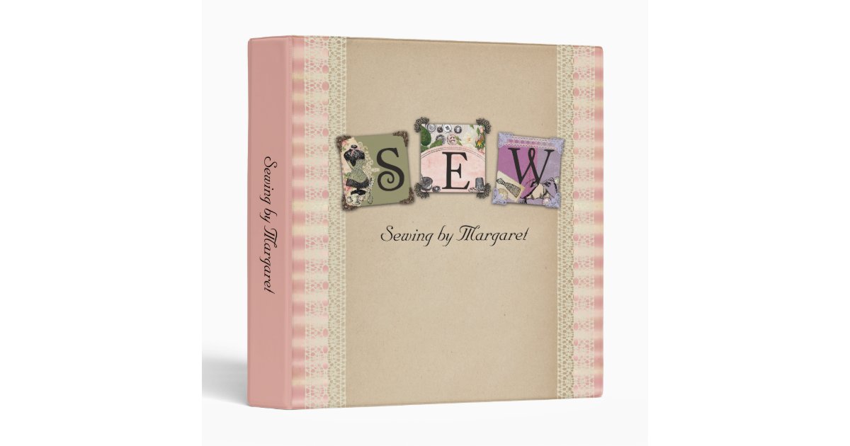 Shabby chic vintage sewing crafts binder | Zazzle