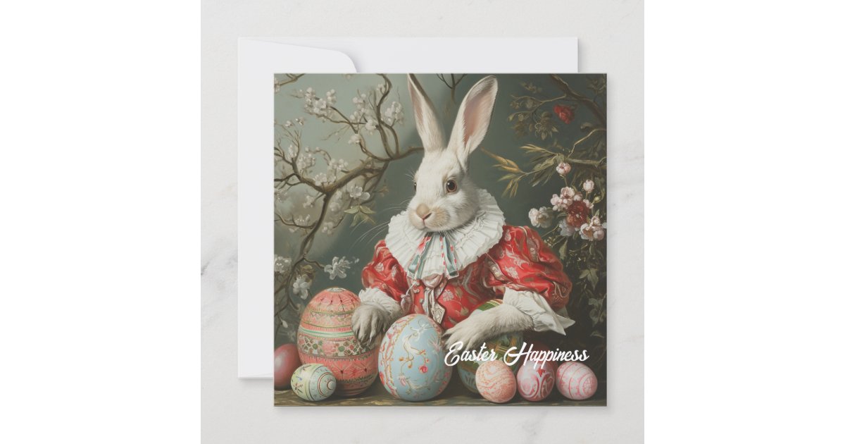 Shabby Chic Vintage Victorian Easter rabbit Holiday Card | Zazzle