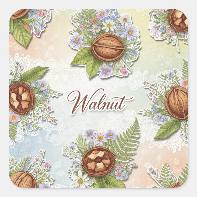 Shabby Chic. Walnut, by Natasha Us Square Sticker | Zazzle
