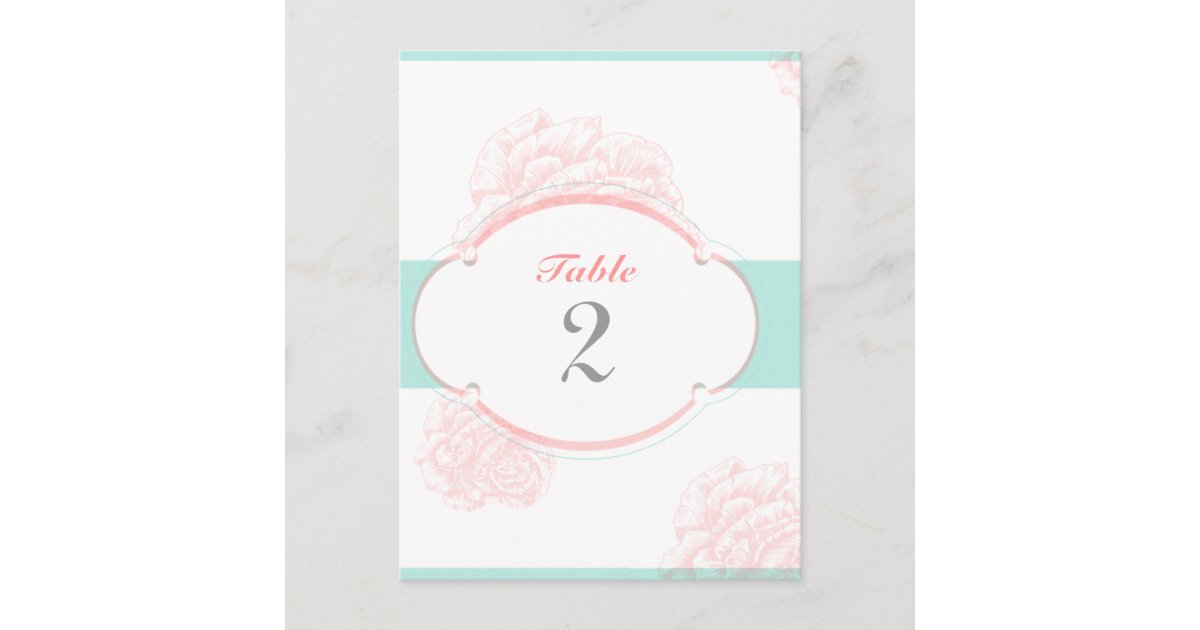 Shabby Chic Wedding Table Number Postcard | Zazzle