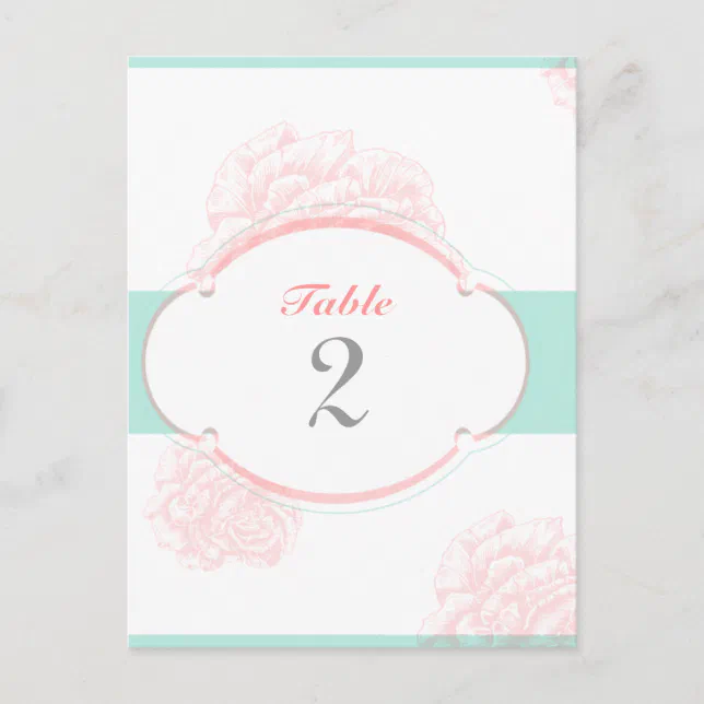 Shabby Chic Wedding Table Number Postcard | Zazzle