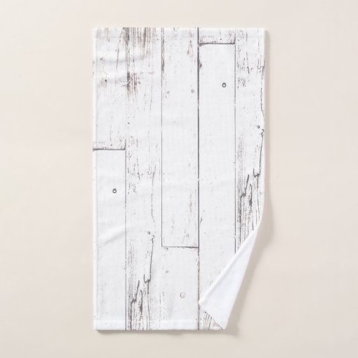 Shabby Chic White Wood Rustic Farmhouse Barn Bath Towel Set | Zazzle