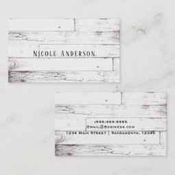 Shabby Chic White Wood Rustic Farmhouse Barn Business Card | Zazzle