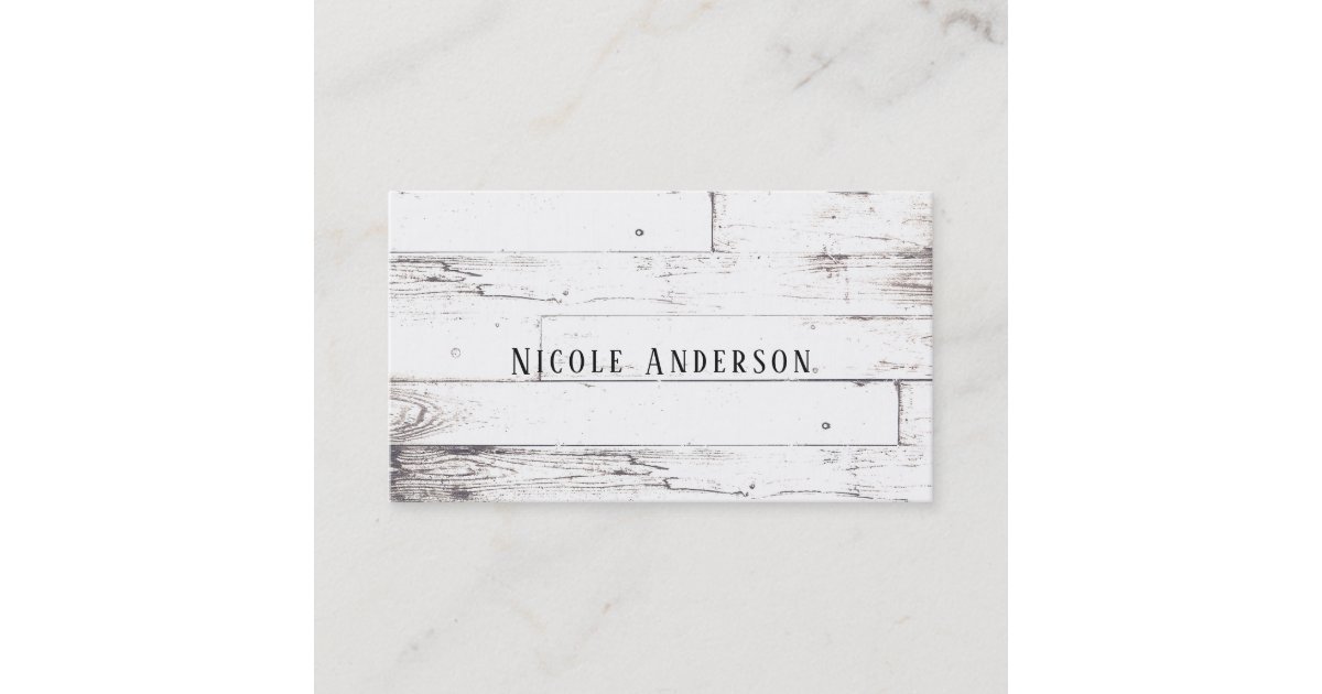 Shabby Chic White Wood Rustic Farmhouse Barn Business Card | Zazzle