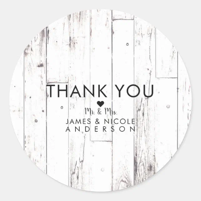 Shabby Chic White Wood Rustic Farmhouse Barn Favor Classic Round ...