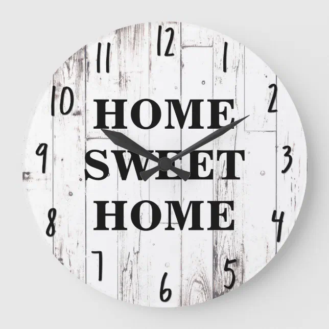 Shabby Chic White Wood Rustic Farmhouse Kitchen Large Clock | Zazzle