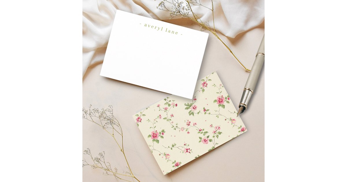 Shabby Chic Wildflower Personalized Stationery Note Card | Zazzle