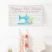 Shabby Cottage Chic Sewing Machine Rustic Wood Banner | Zazzle