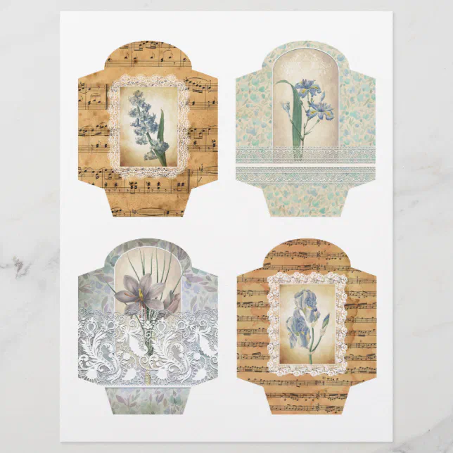 Shabby Flower & Lace Scrapbook Pockets | Zazzle