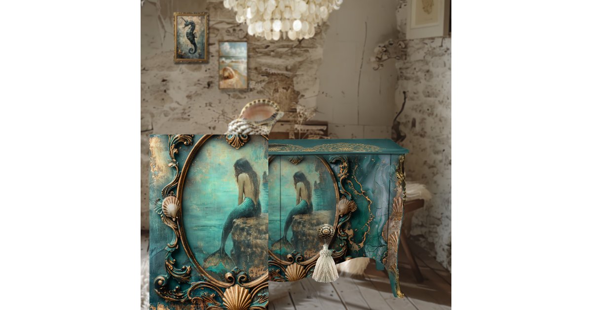 Shabby Mermaid, Fantasy, Baroque Shells Tissue Paper | Zazzle