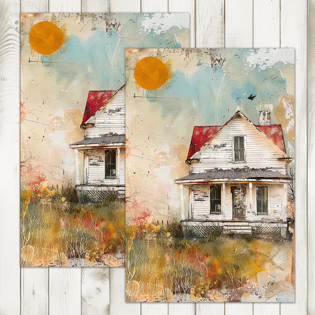 SHABBY OLD FARMHOUSE MIXED MEDIA DECOUPAGE TISSUE PAPER | Zazzle