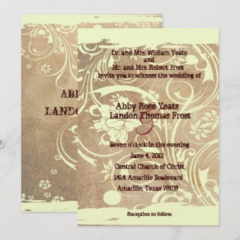 Shabby Parchment Wedding Invitation | Zazzle