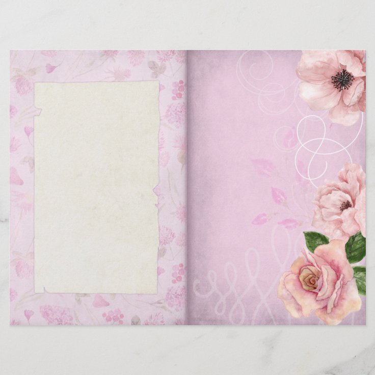 Shabby Pink Floral Patterned Journal Page | Zazzle