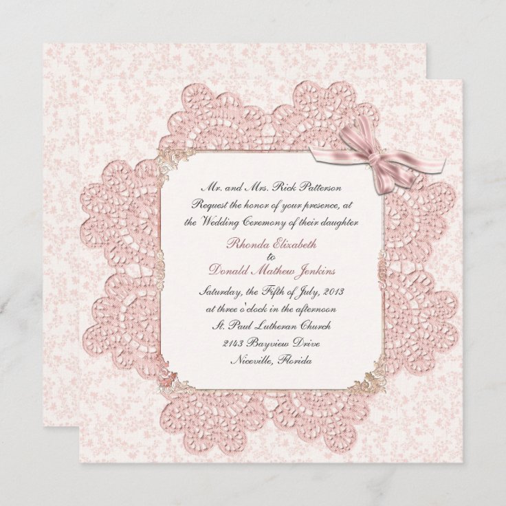 Shabby Pink Victorian Style Wedding Invitation | Zazzle