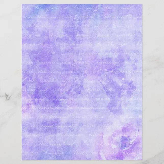 Shabby Purple Floral Scrapbook Paper | Zazzle