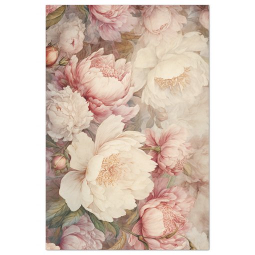 SHABBY ROMANTIC ROSE AND PEONY DECOUPAGE TISSUE PAPER | Zazzle