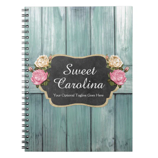 Shabby Vintage Roses Rustic Country Chalkboard Notebook | Zazzle