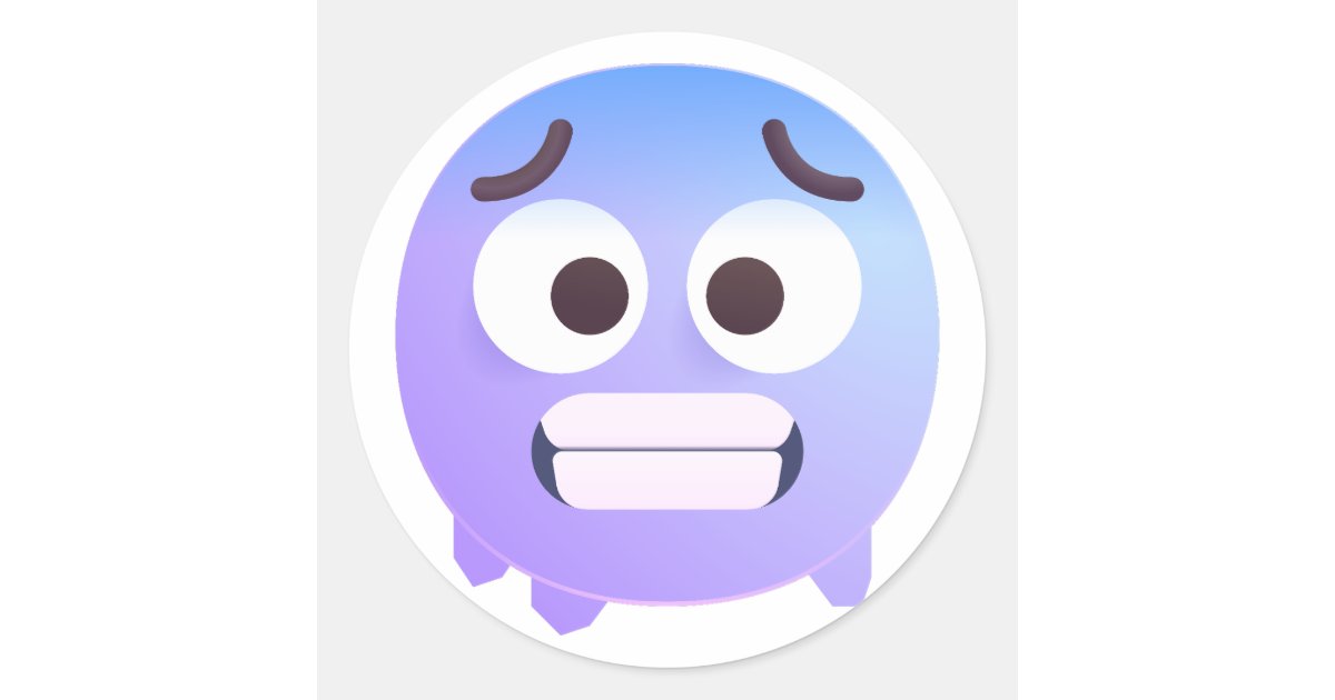 Shaded Cold Face Cute Adorable Emoji Purplish Blue Classic Round ...