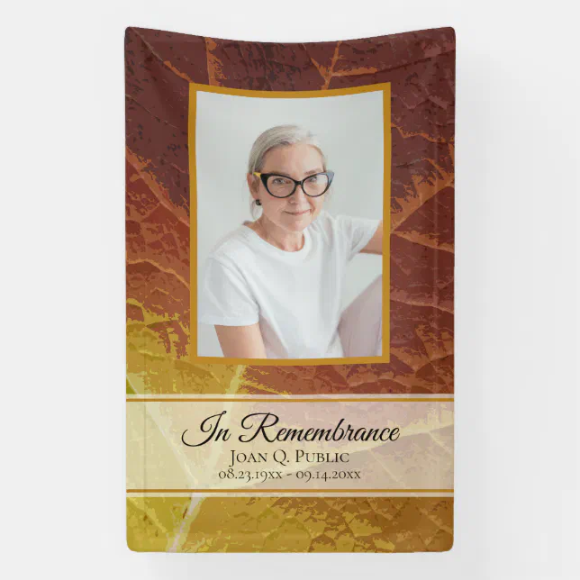 Shades of Autumn Leaf Celebration of Life Funeral Banner | Zazzle