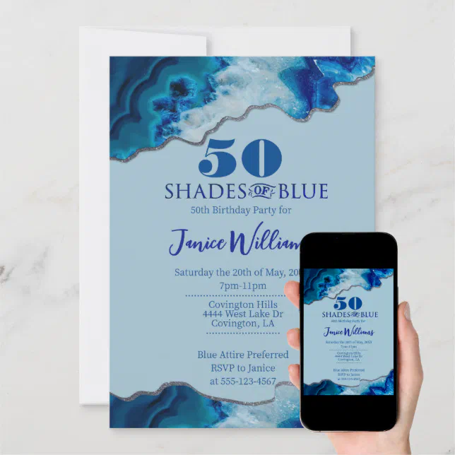 Shades of Blue Birthday Invitation | Zazzle