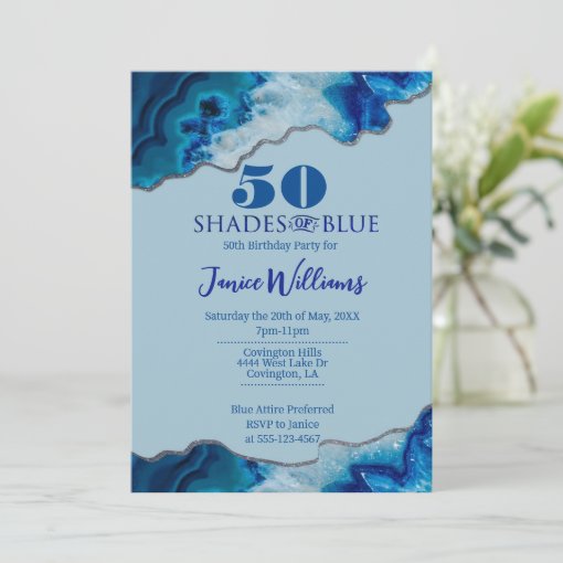 Shades of Blue Birthday Invitation | Zazzle