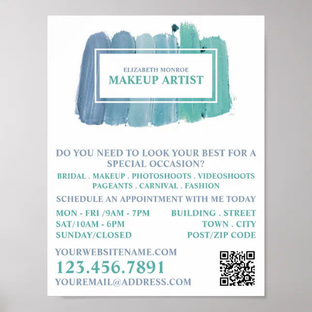 Shades Of Blue, Makeup Artist Advertising Poster | Zazzle