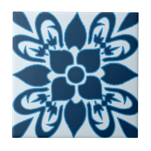 Shades of Blue Moroccan Patterned Tile | Zazzle