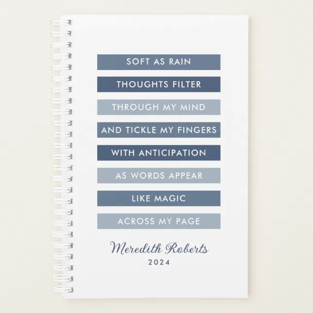 Shades of Blue Poem for Writers Personalized Planner | Zazzle