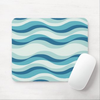 Shades of Blue Waves Pattern Mouse Pad | Zazzle
