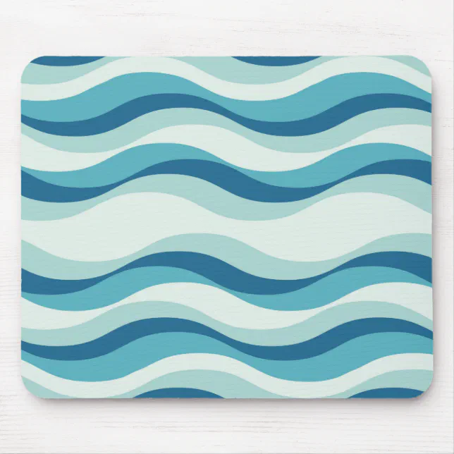 Shades of Blue Waves Pattern Mouse Pad | Zazzle