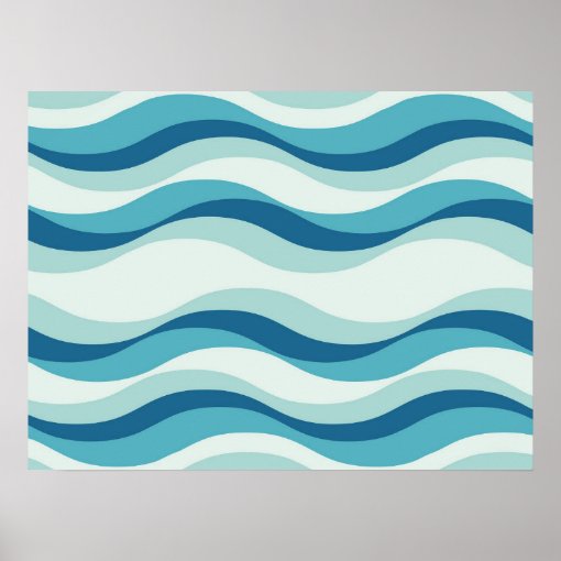 Shades of Blue Waves Pattern Poster | Zazzle