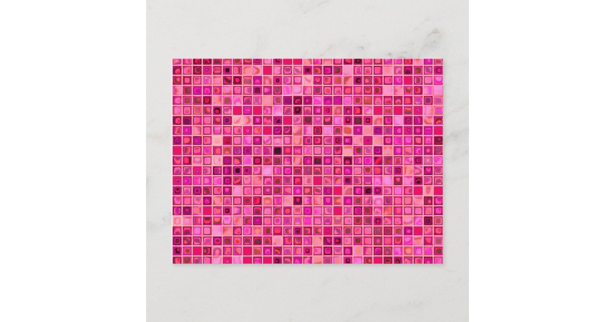 Shades Of Dark Pink 'Watery' Mosaic Tile Pattern Postcard | Zazzle