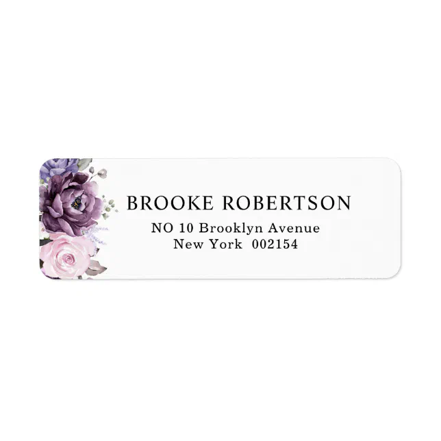Shades of Dusty Purple Blooms Return Address Label | Zazzle