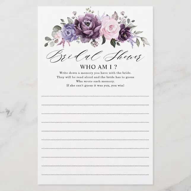 Shades of Dusty Purple Blooms Who Am I Game | Zazzle