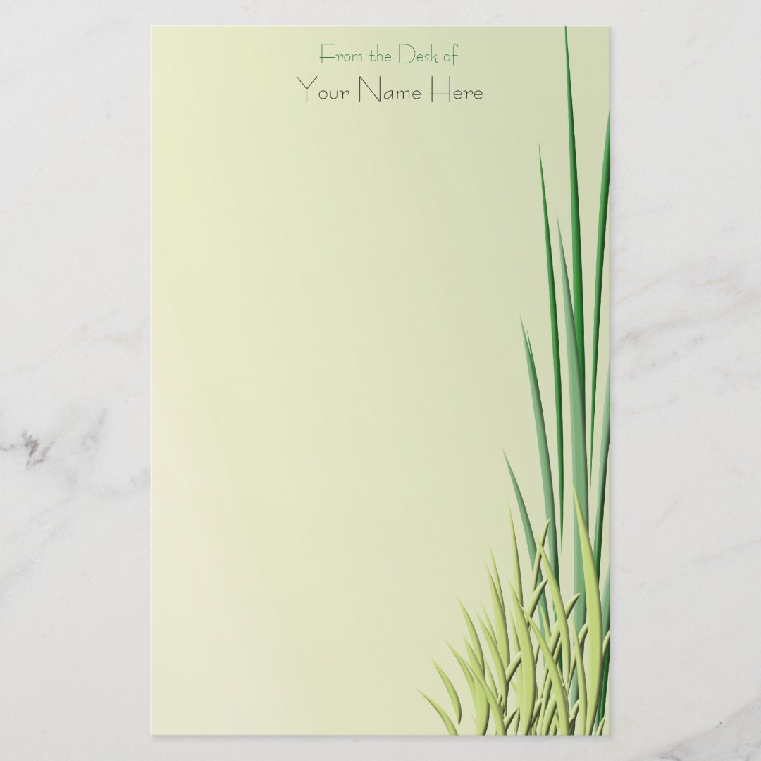 Shades of Green Grass Border Stationery | Zazzle