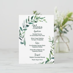 Shades of Green - Wedding Menu Card | Zazzle